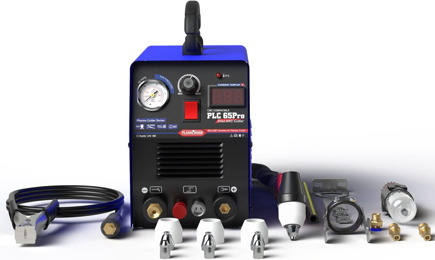 PLC65P, 65Amp Built Machine, Dual Voltage Plasma Cutter, Pilot Arc ...