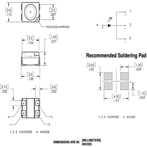 PLCC-4 SMD Red - Ultra Bright 1210/3528 LED (Pack of 50) - Walmart.com