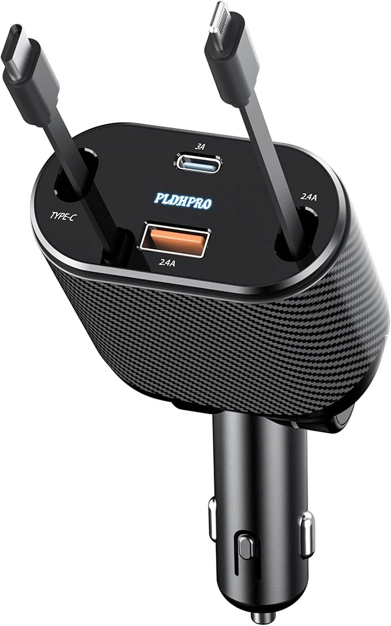 PLDHPRO Retractable Car Charger 4 in 1 62W Fast Charging Adapter ...