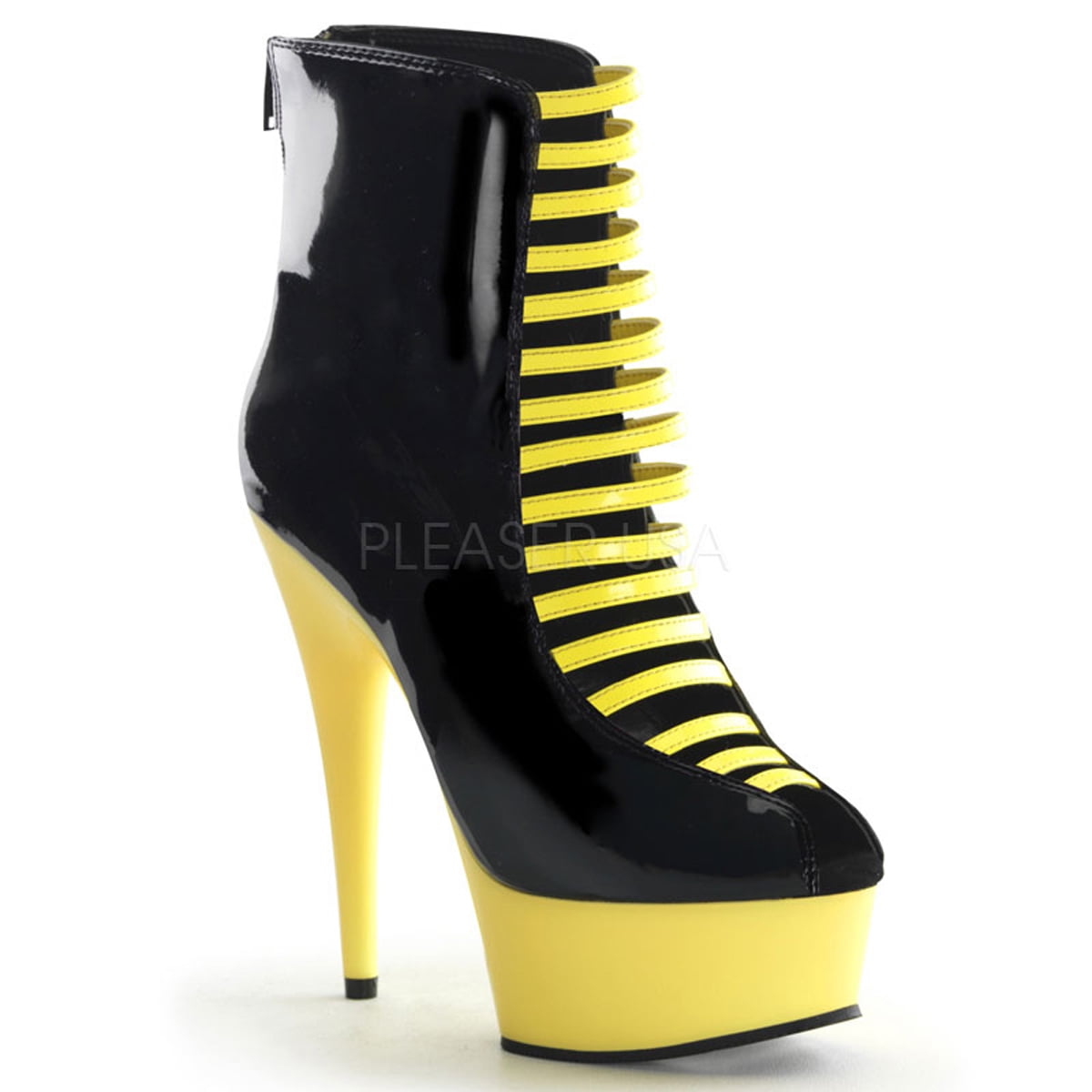 PLEASER DELIGHT-600-33 6" Heel 1 3/4" Platform Peep Toe Neon Strappy ...