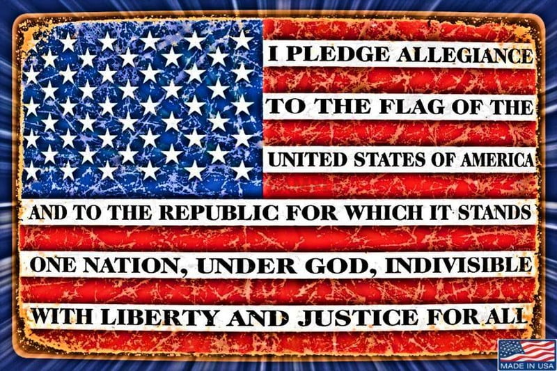 PLEDGE OF ALLEGIANCE! METAL SIGN USA! 8"X12" MILITARY PATRIOTIC UNCLE ...