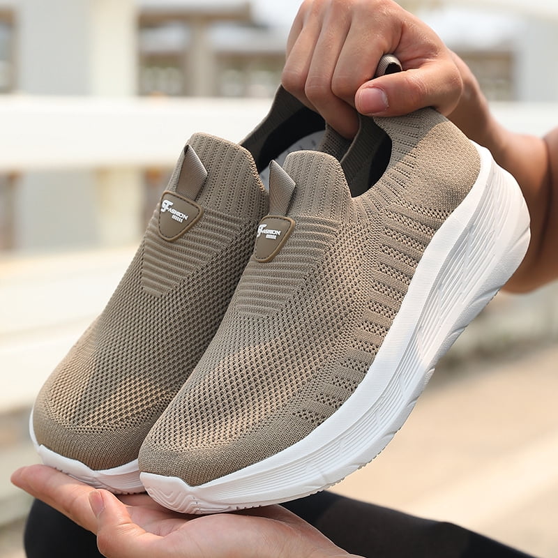 PLERISE Men's Extra Wide Fit Loafers – Mesh Slip-On Sneakers with Thick ...