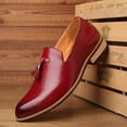 PLERISE Men's Red Leather Tassel Loafers Slip-On Shoes for Business ...