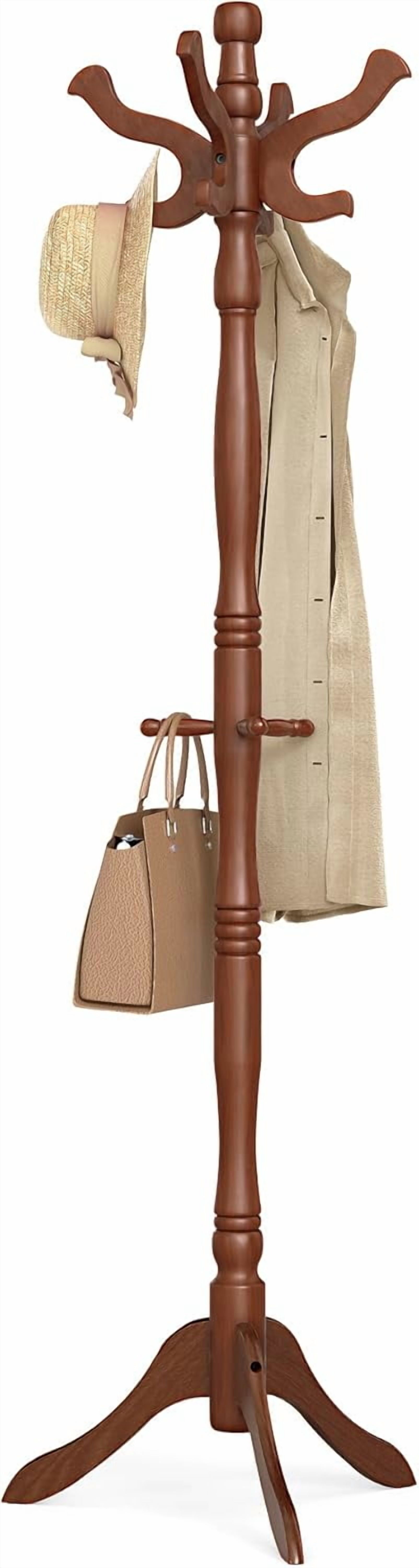 PLERISE Solid Wood Freestanding Coat Rack with 11 Hooks, Hall Tree for ...