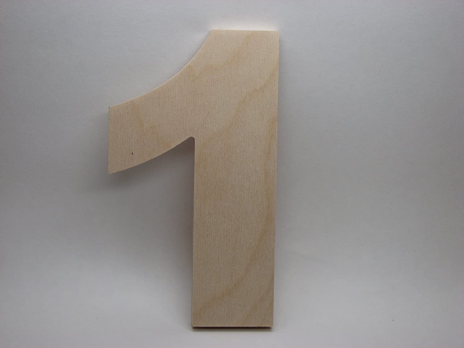 PLESIU 8" Wooden Number 1 - Arial Font | Unfinished Baltic Birch Wood ...