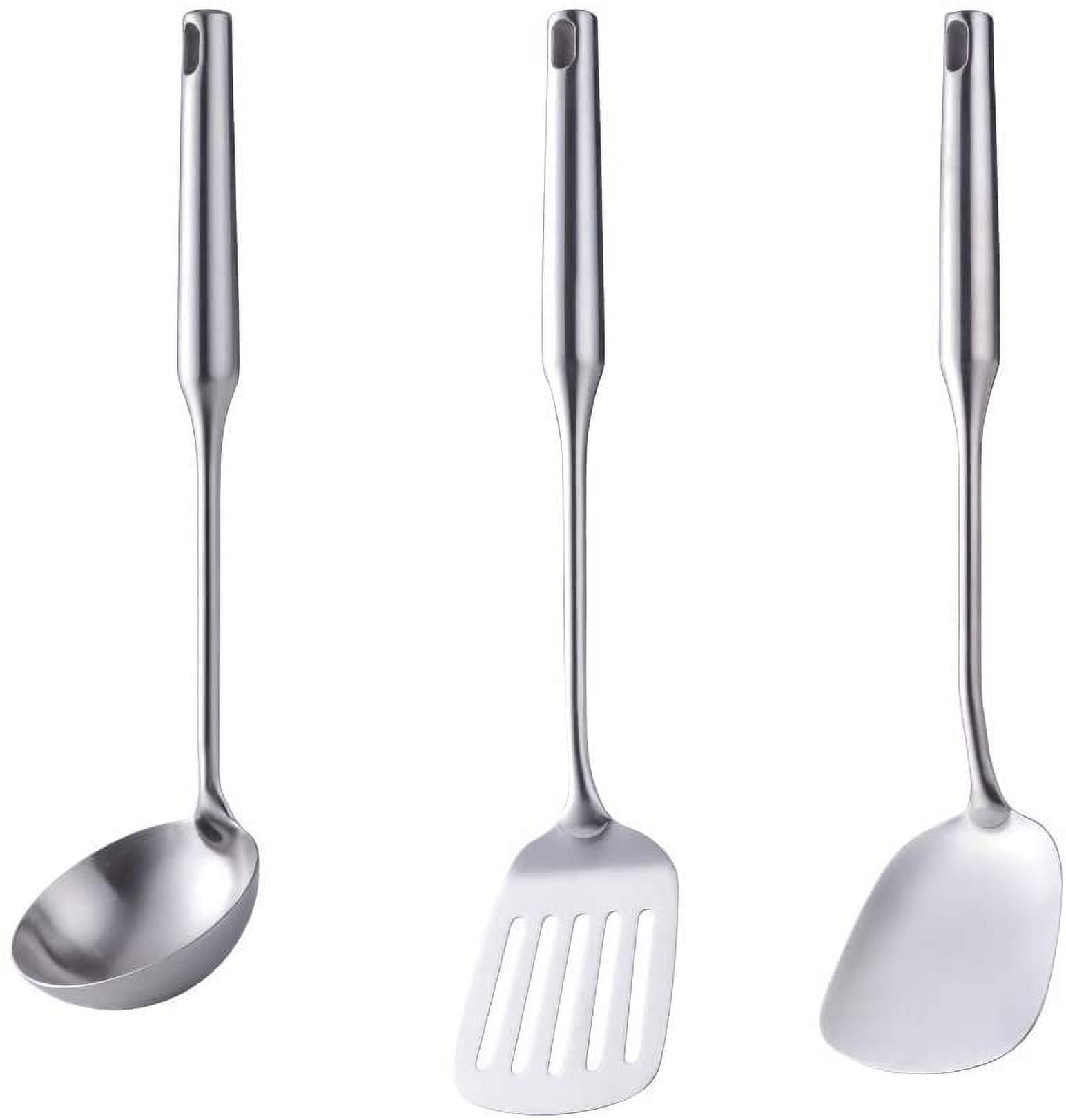 PLESIU Soup Ladle & Wok Spatula & Slotted Spatula, 3 Pcs Stainless ...