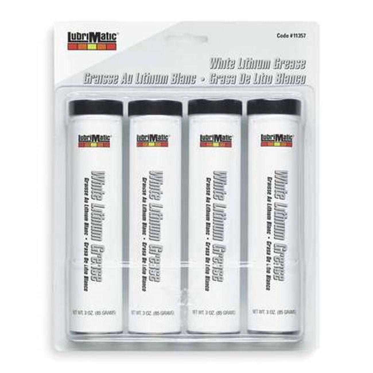 PLEWS-LUBRIMATIC 11357 3 oz. White Lithium Grease Cartridge White, 4 PK ...