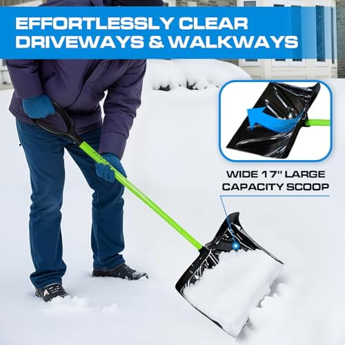 PLEXON Snow Shovel, Snow Shovel for Driveway, Snow Shovel for Car, Lightweight Snow Shovels for ...
