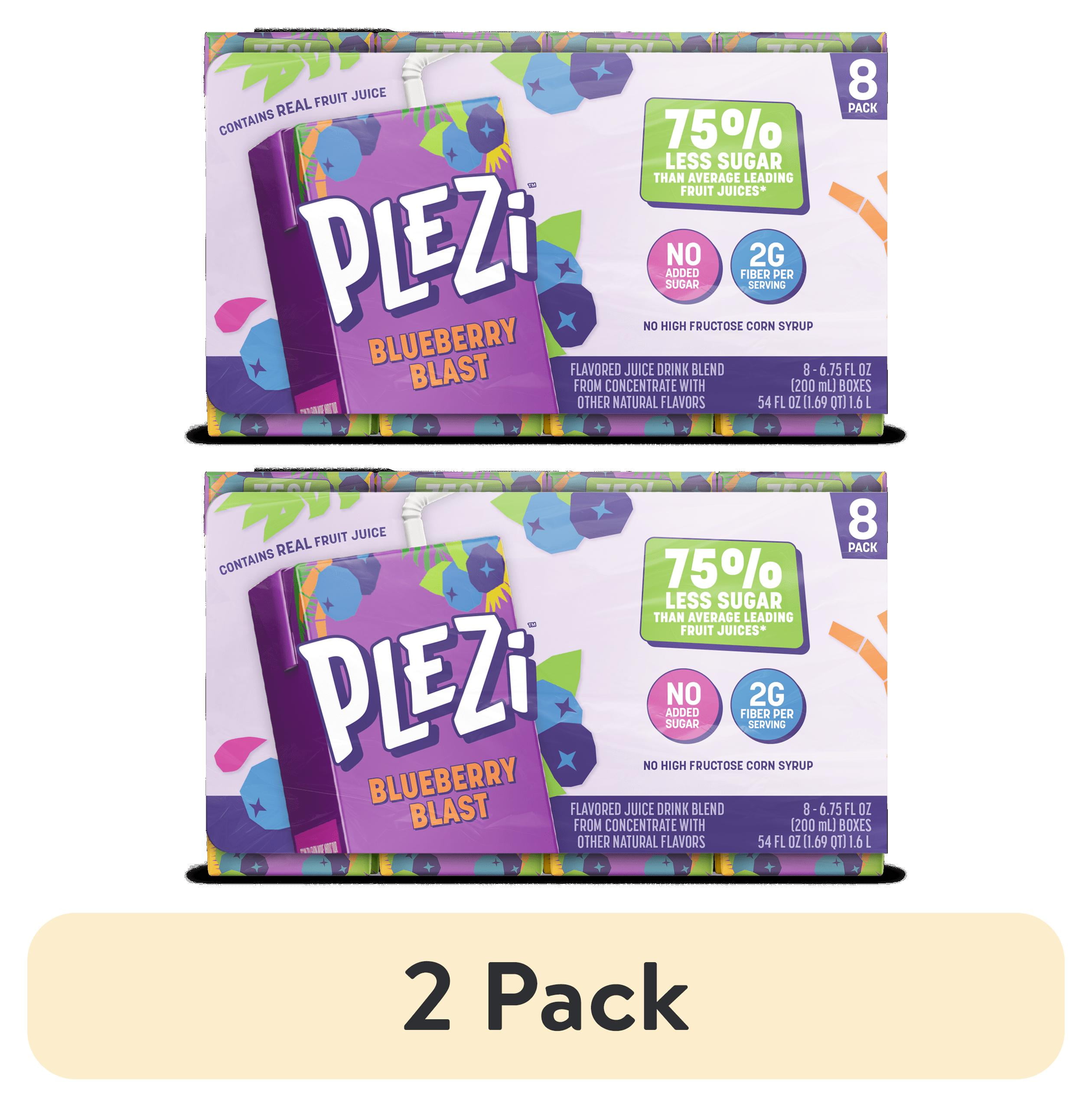 (2 pack) PLEZi Blueberry Blast Juice Drink 6.75 fl oz, 8 Juice Boxes ...