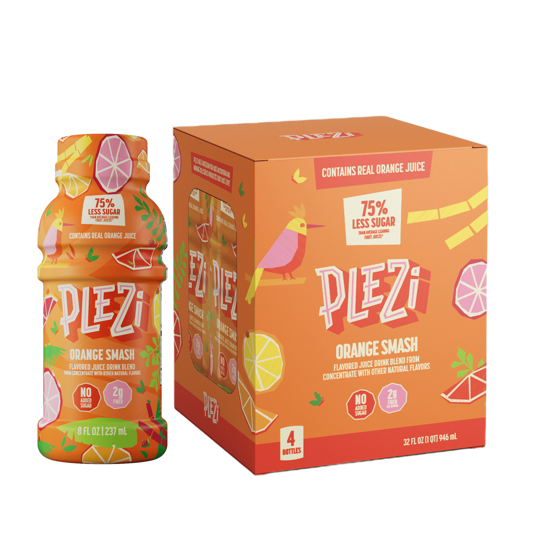 PLEZi Orange Smash Flavored Drink 8oz 4pk - Walmart.com
