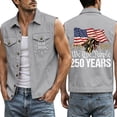 PLHWHYQ 250th Anniversary American Flag Denim Vest for Men Sleeveless ...