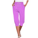 PLHWHYQ Capri Joggers for Women Drawstring High Waisted Active Jogger ...
