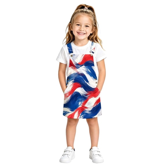 PLHWHYQ Toddler Kids 250th Anniversary Denim Overall Dress Girls Fourth ...