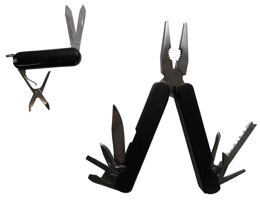 PLIER KING 2 Piece Multi-Tool Set | Plier & Pocket Knife | 2.5" (6.4 cm) & 1" (2.5 cm) Knives ...