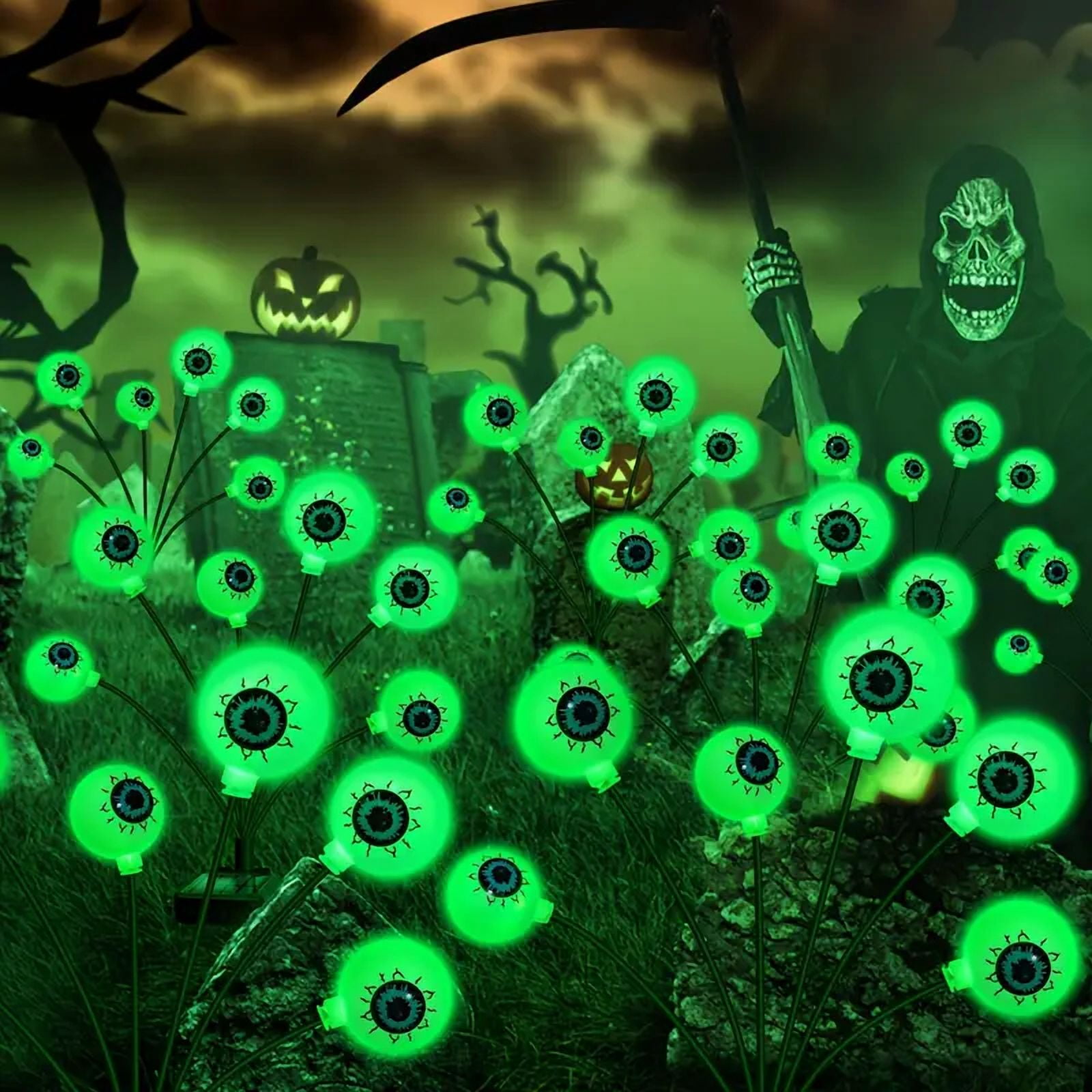 PLINVON Halloween Decorations Solar Scary Eyeball Lights,Outdoor ...