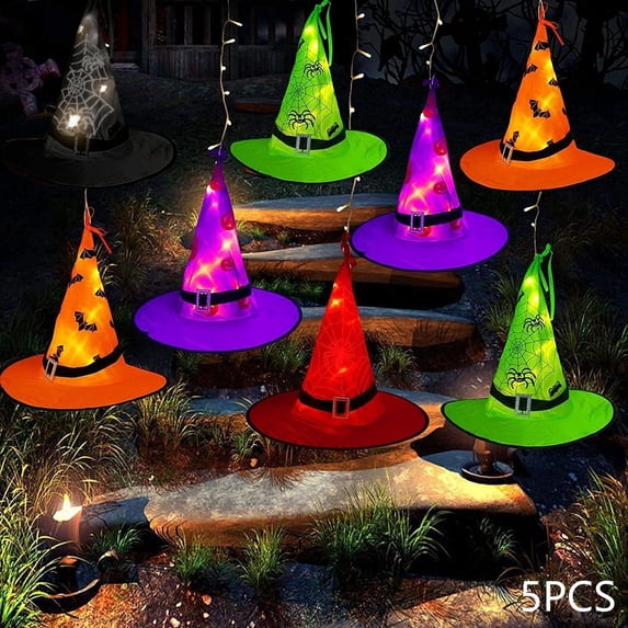 ZOEYKIMLO Halloween Witch Hat Lights Decorations Outdoor, Upgraded 5pcs ...