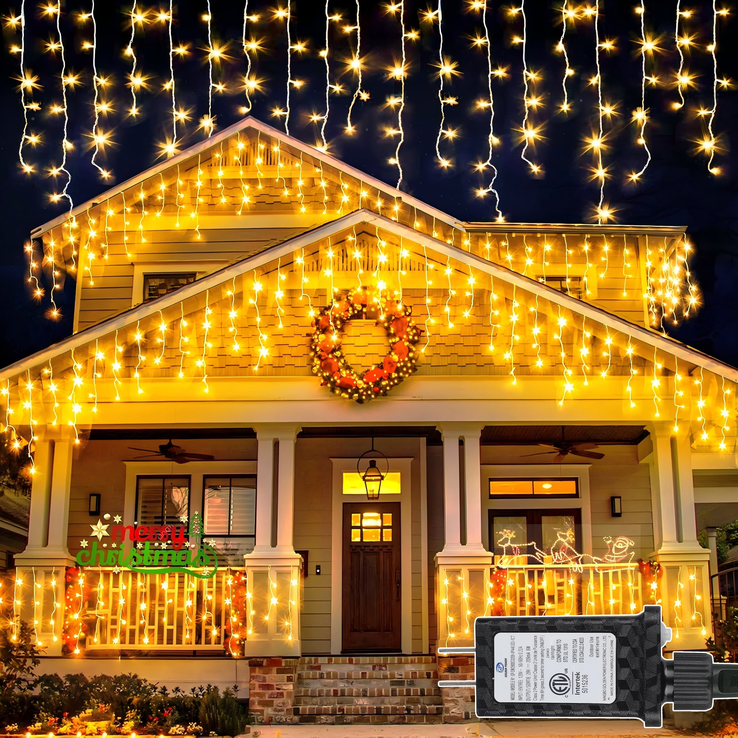 ZOEYKIMLO 29FT Icicle Christmas Lights 180LED, Outdoor Multicolor ...
