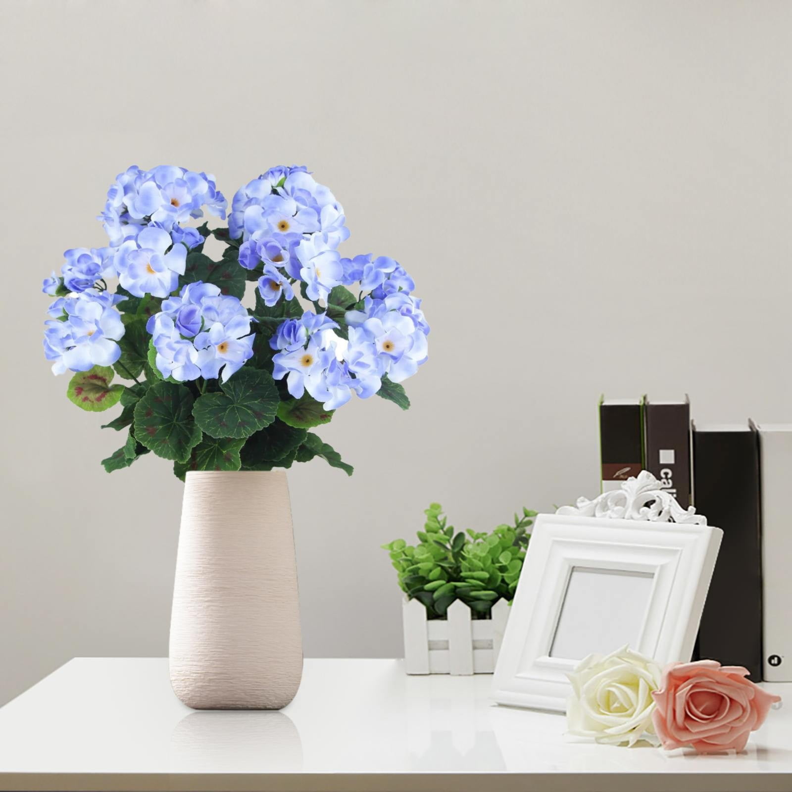 PLJFXXM 1 Pcs Artificial Geraniums Outdoor Silk Flowers Light Purple ...