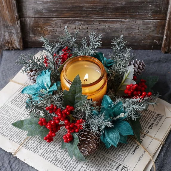 PLJFXXM Artificial Candle Wreath for Table Centerpieces Table Accent ...