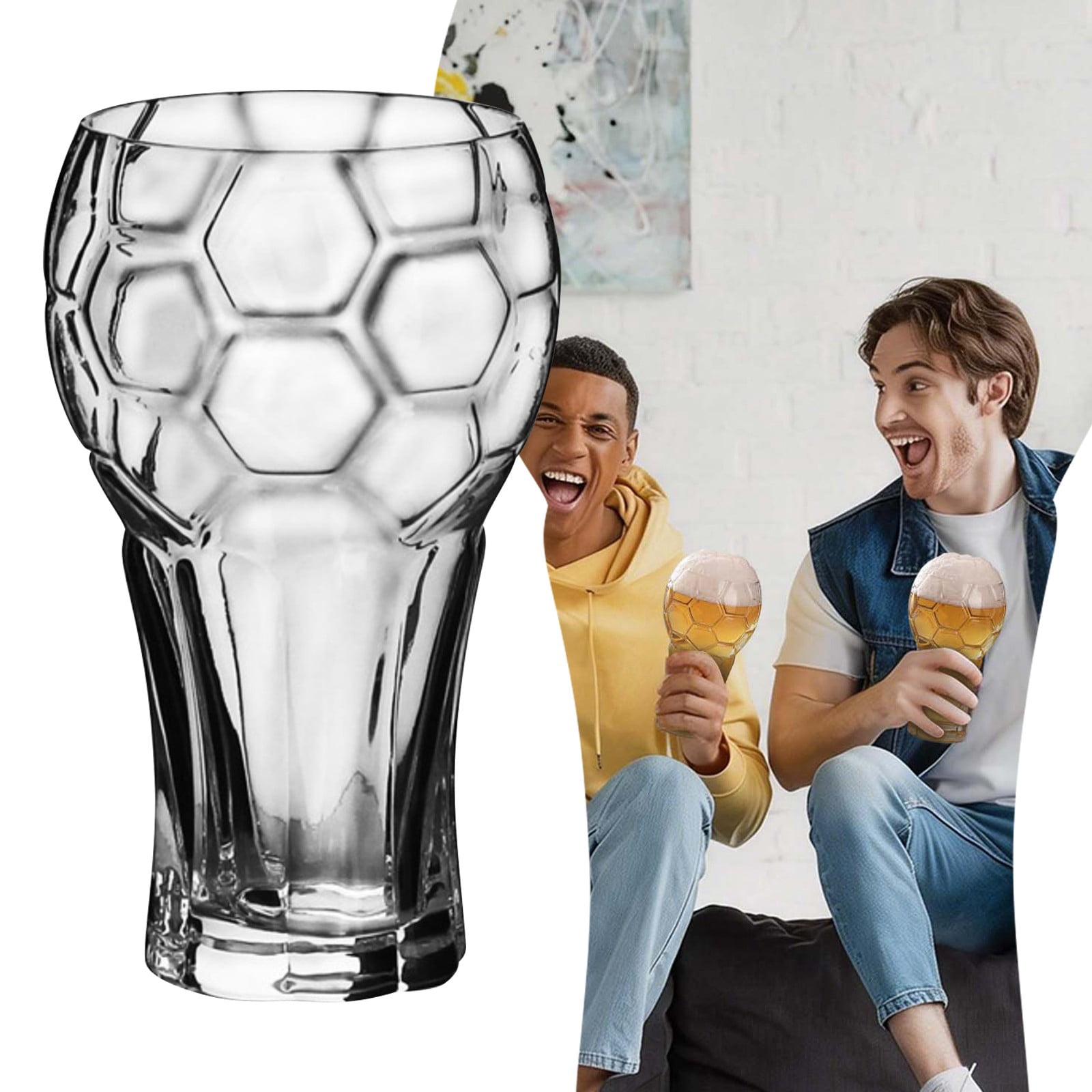 PLJFXXM Football-Shaped 15.2oz Beer Glass for Dads, Boyfriends, Soccer ...
