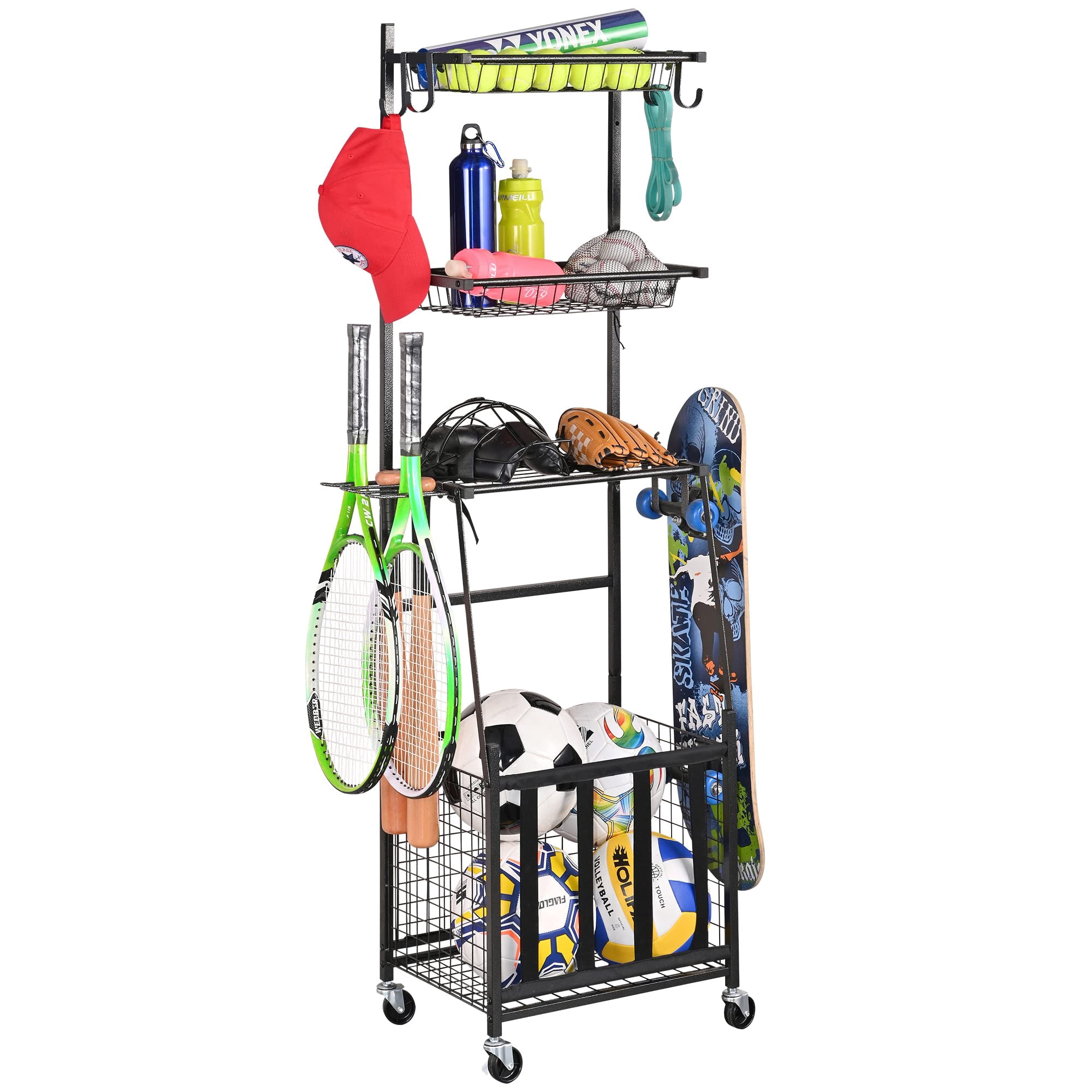 PLKOW Alloy Steel Sports Equipment Storage, Indoor/Outdoor Sports Rack ...