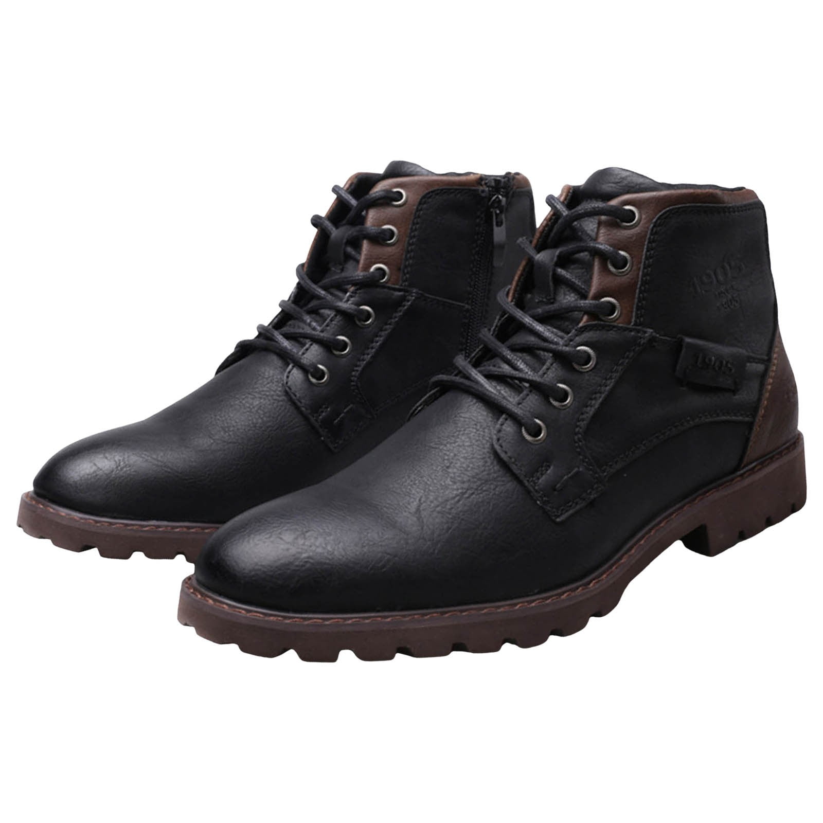 PLLFRLRT Ankle Boots for Men Lace Up Oxford Leather Boots Comfortable ...