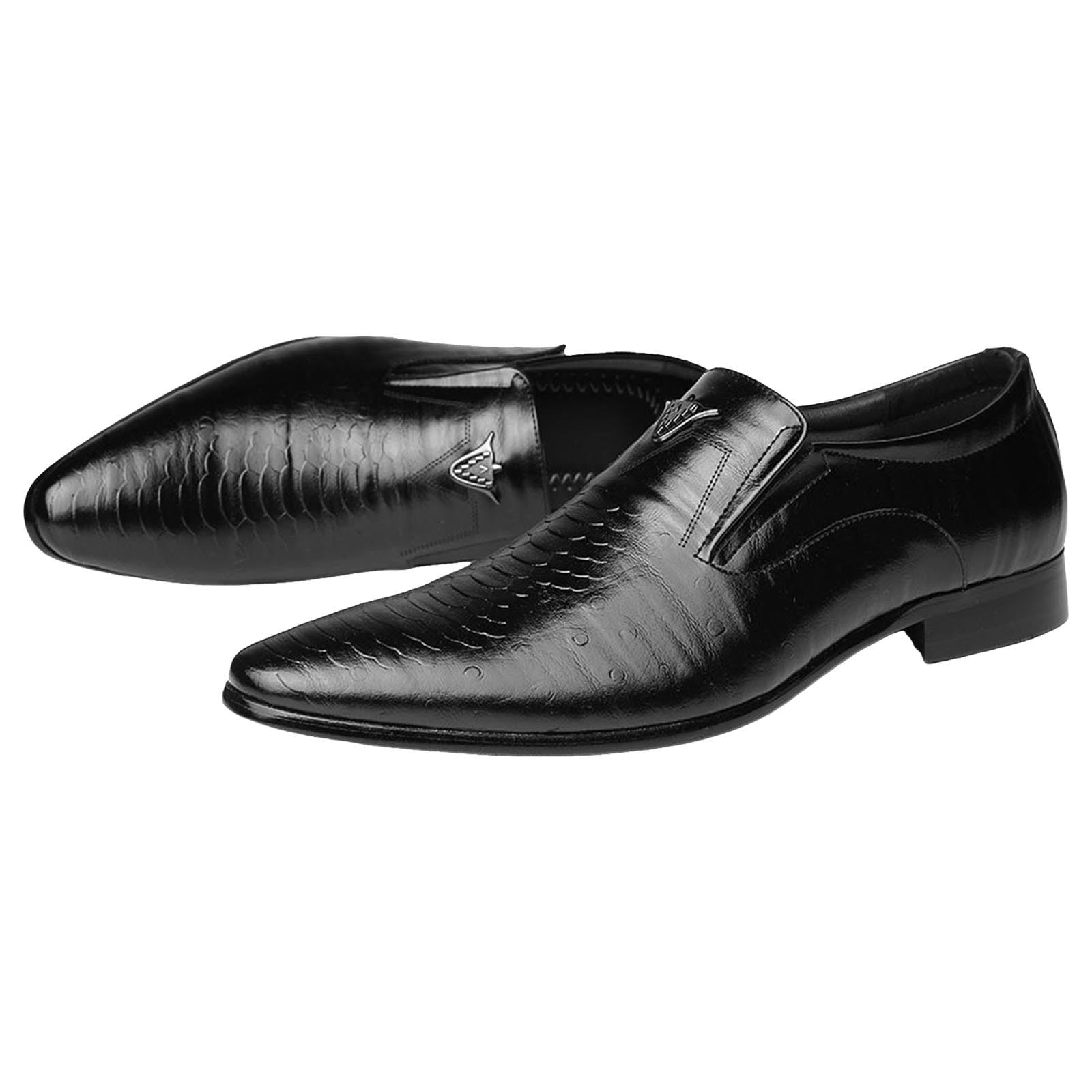 PLLFRLRT Black Dress Shoes Men Slip on Black British Business Shoe ...