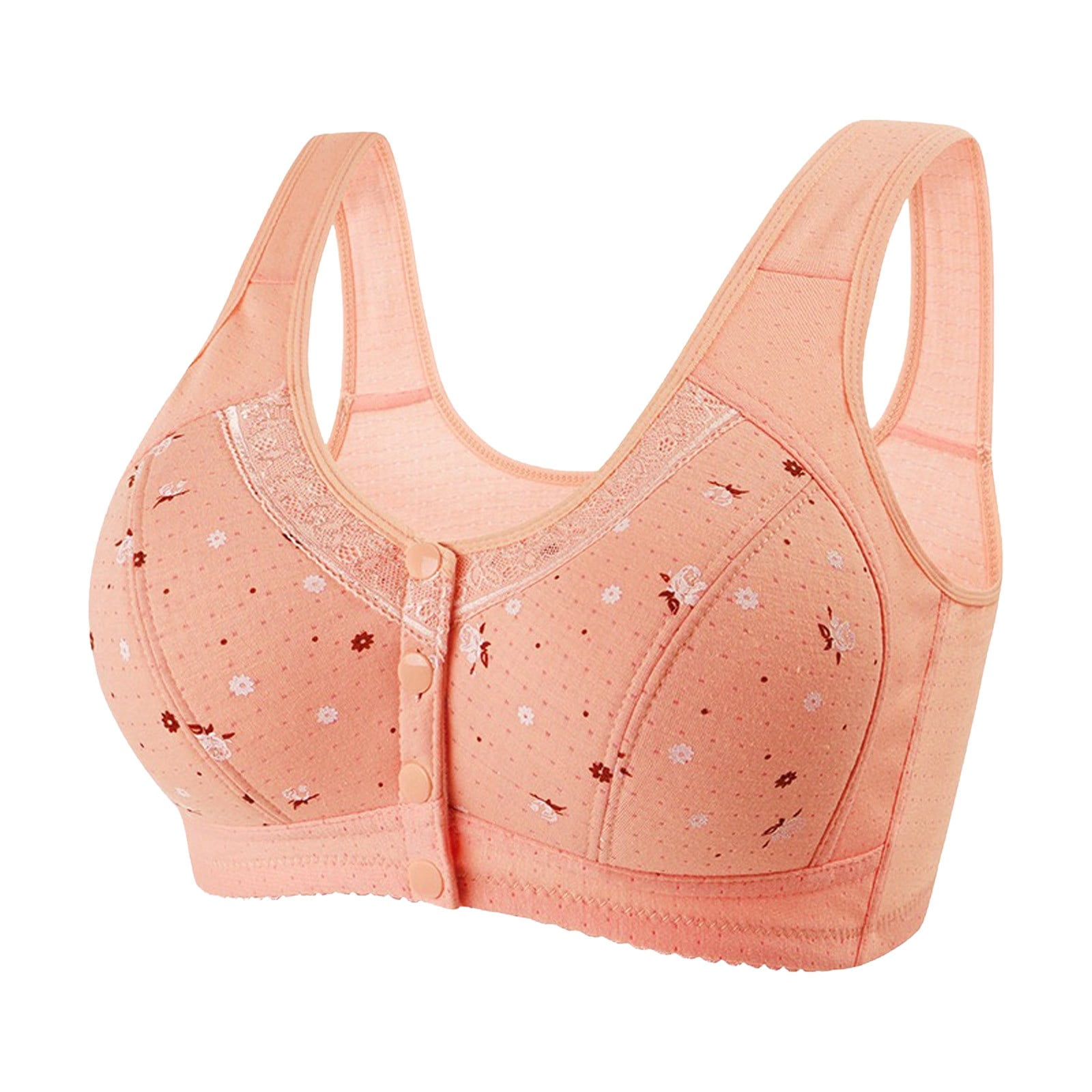 PLLFRLRT Bras for Older Women Front Closure Snaps Seamless Bras With ...