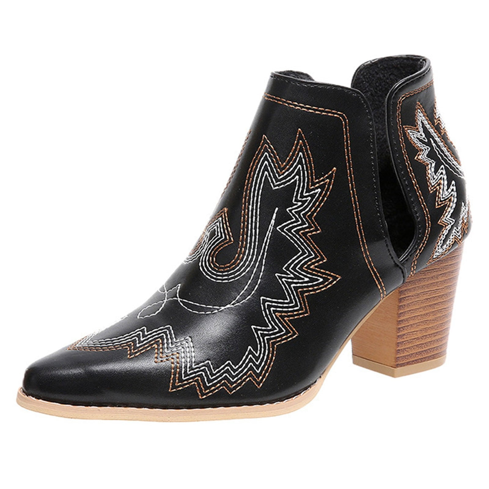 PLLFRLRT Cowboy Booties for Women Pointed Toe High Heels Ankle Booties ...