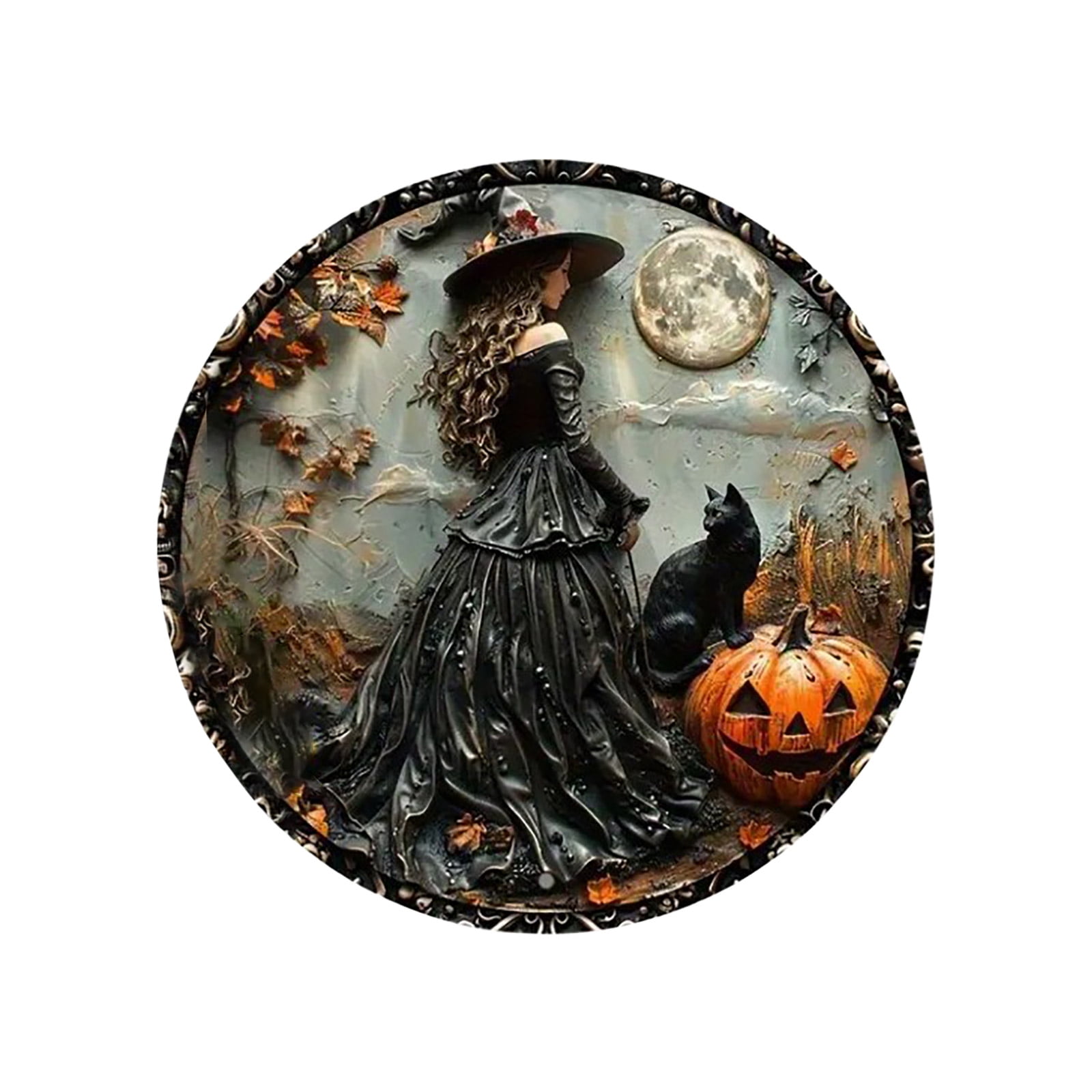 PLLFRLRT Halloween Window Decorations Witch Pumpkin Hanging Signs 2D ...