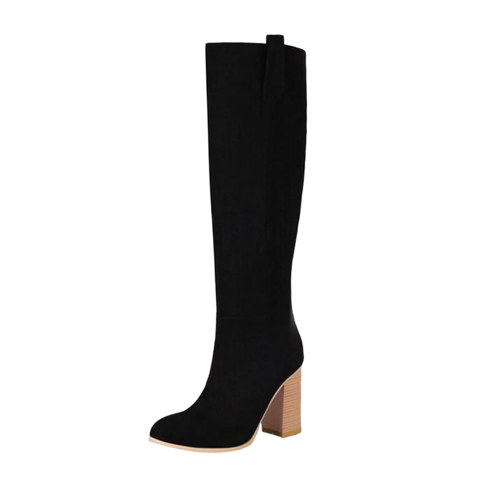 PLLFRLRT Knee High Boots Women Heel Wide Calf Heel Knee-High Boots 3 ...