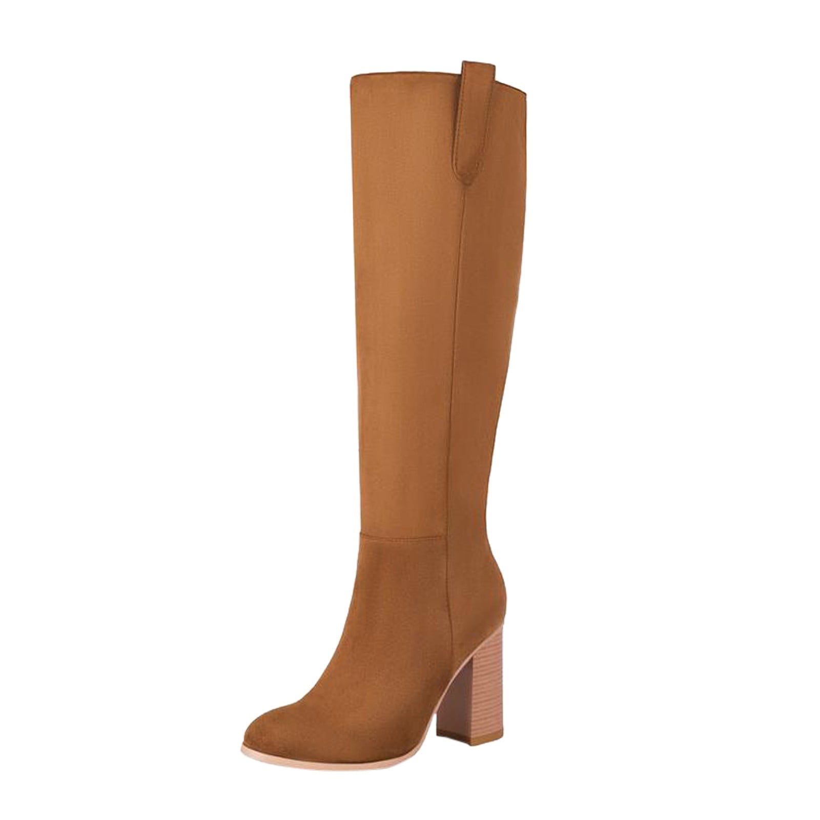 PLLFRLRT Knee High Boots Women Heel Wide Calf Heel Knee-High Boots 3 ...