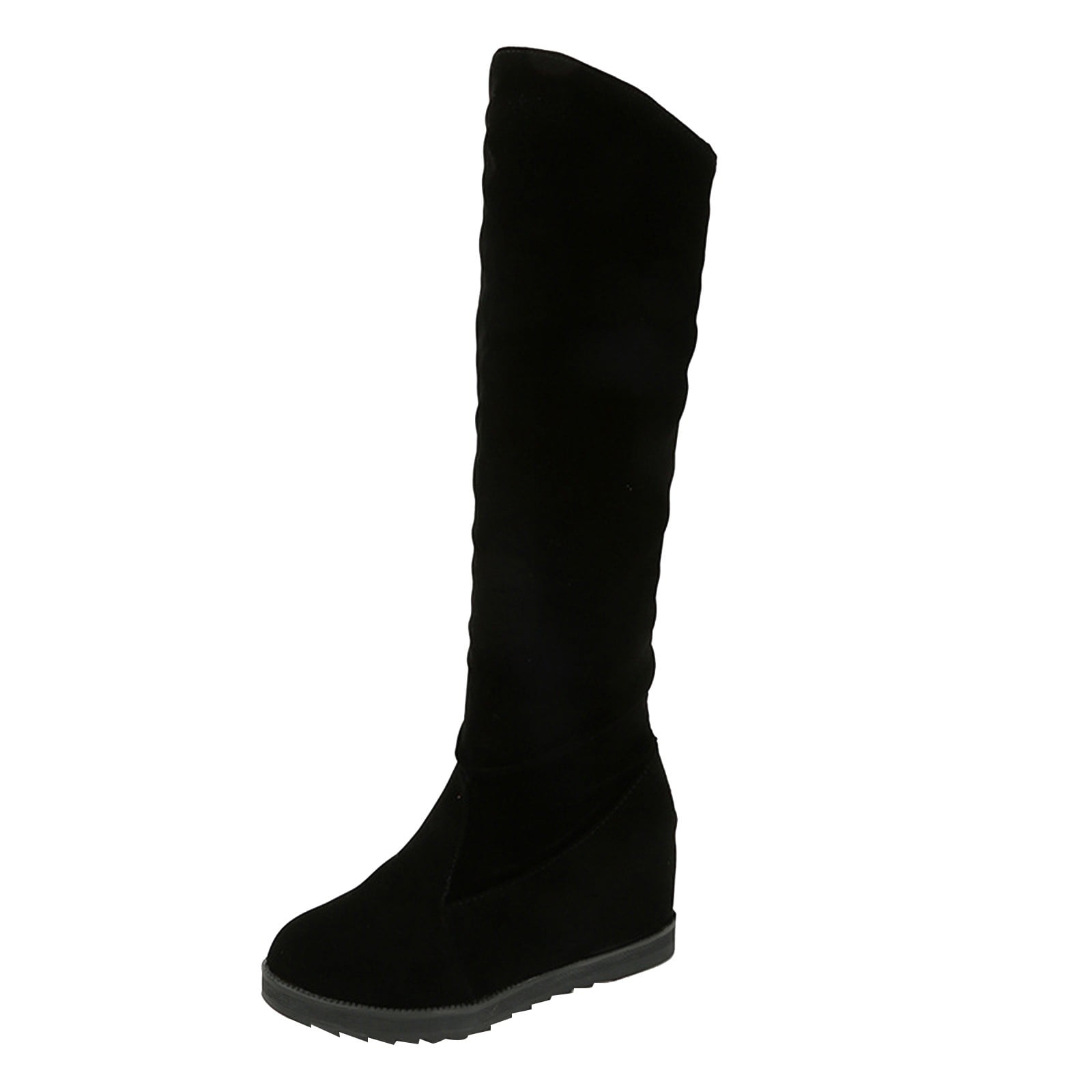 PLLFRLRT Knee High Wedge Boots Women with Wedge Heel Black Warm Long ...