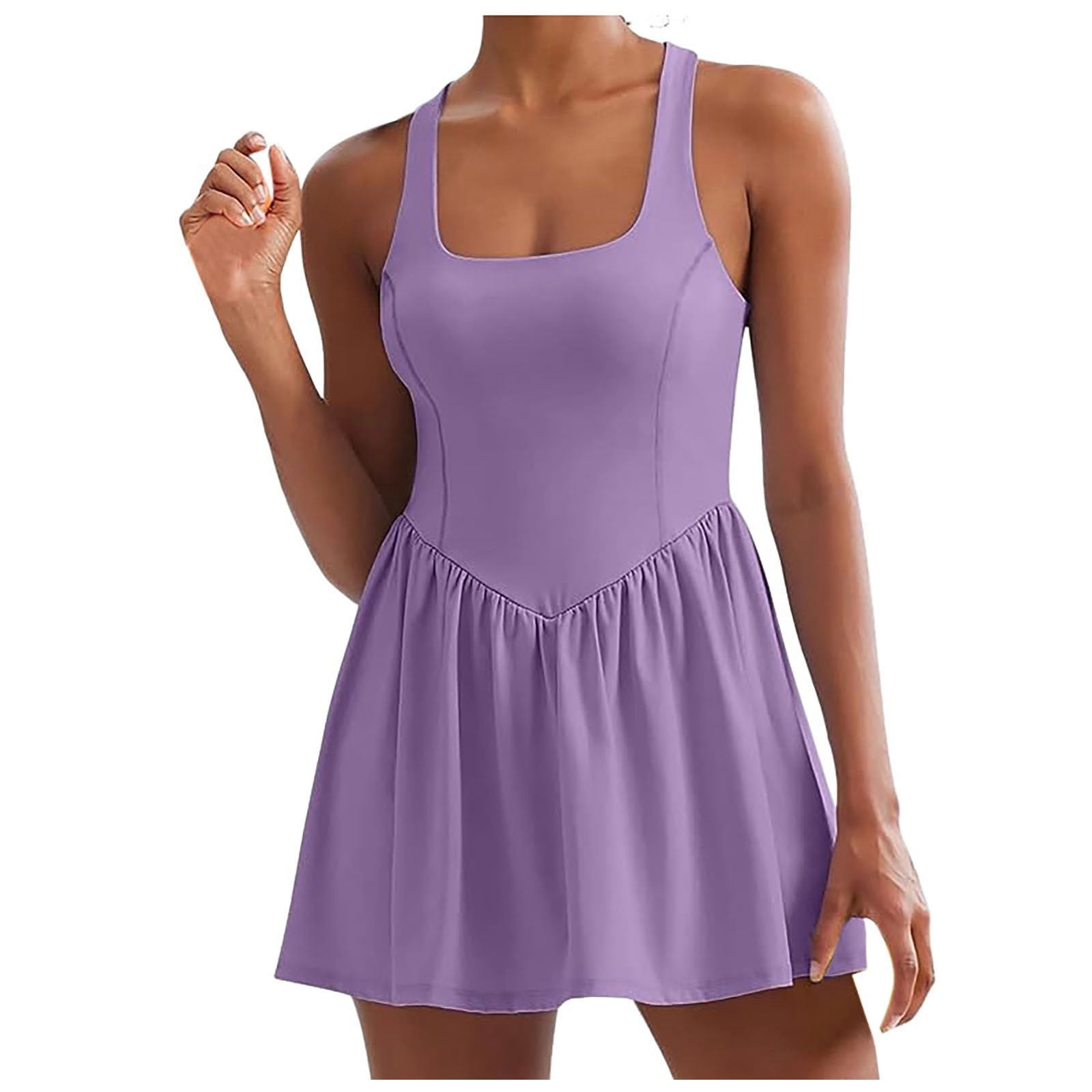 PLLFRLRT Tennis Dress Summer Athletic Dress for Women Square Neck ...