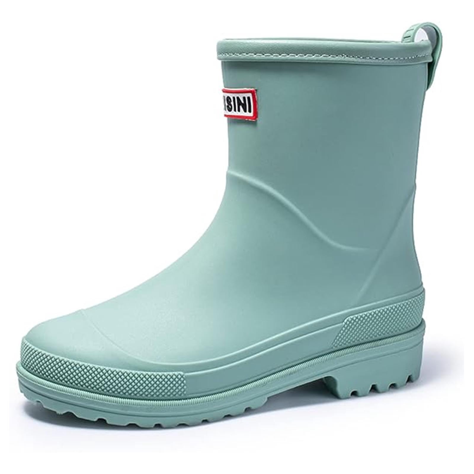 PLLFRLRT Womens Tall Rubber Rain Boots Waterproof Garden Shoes Slip On ...