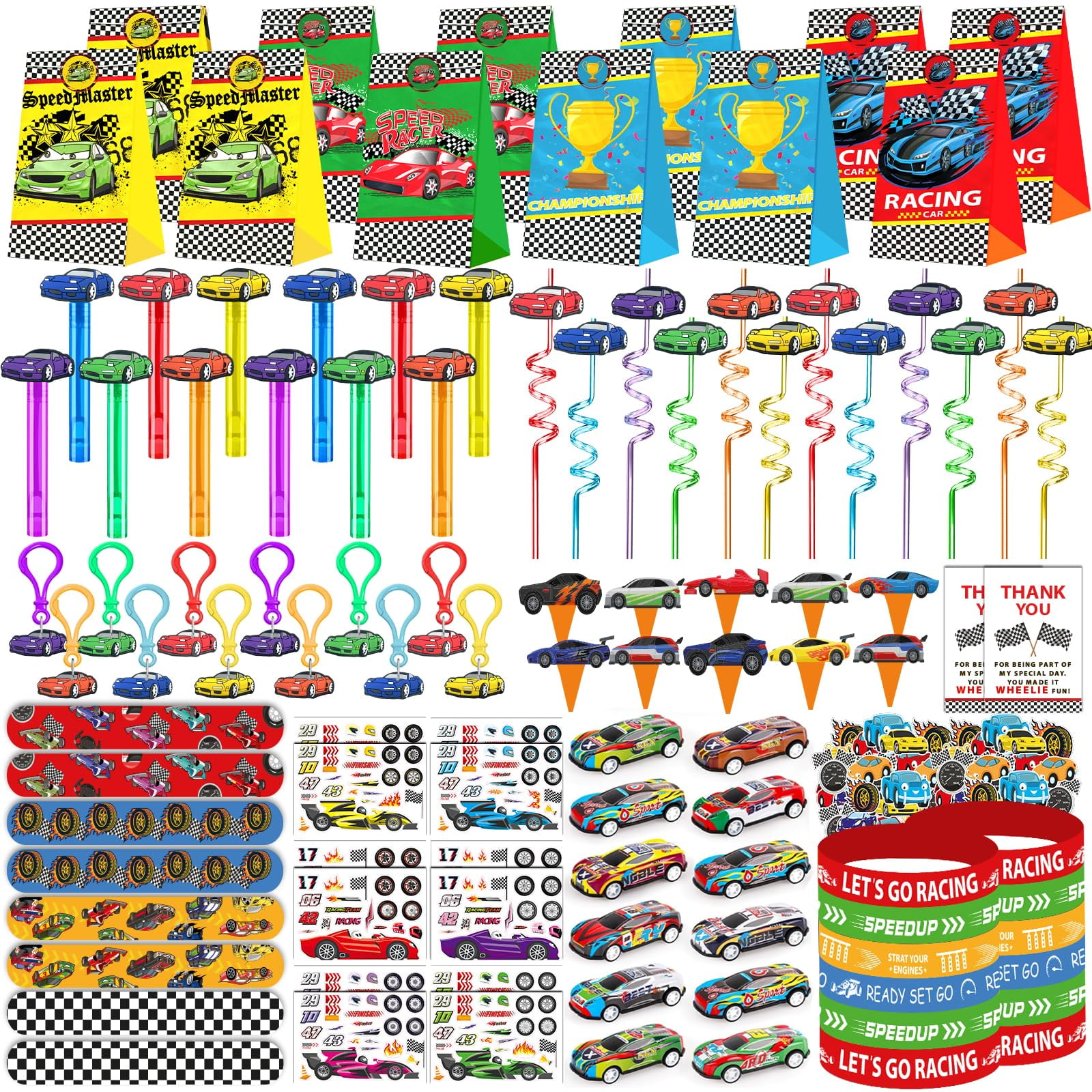 PLOUGVI 232PCS Race Car Birthday Party Favors Decorations Supplies ...