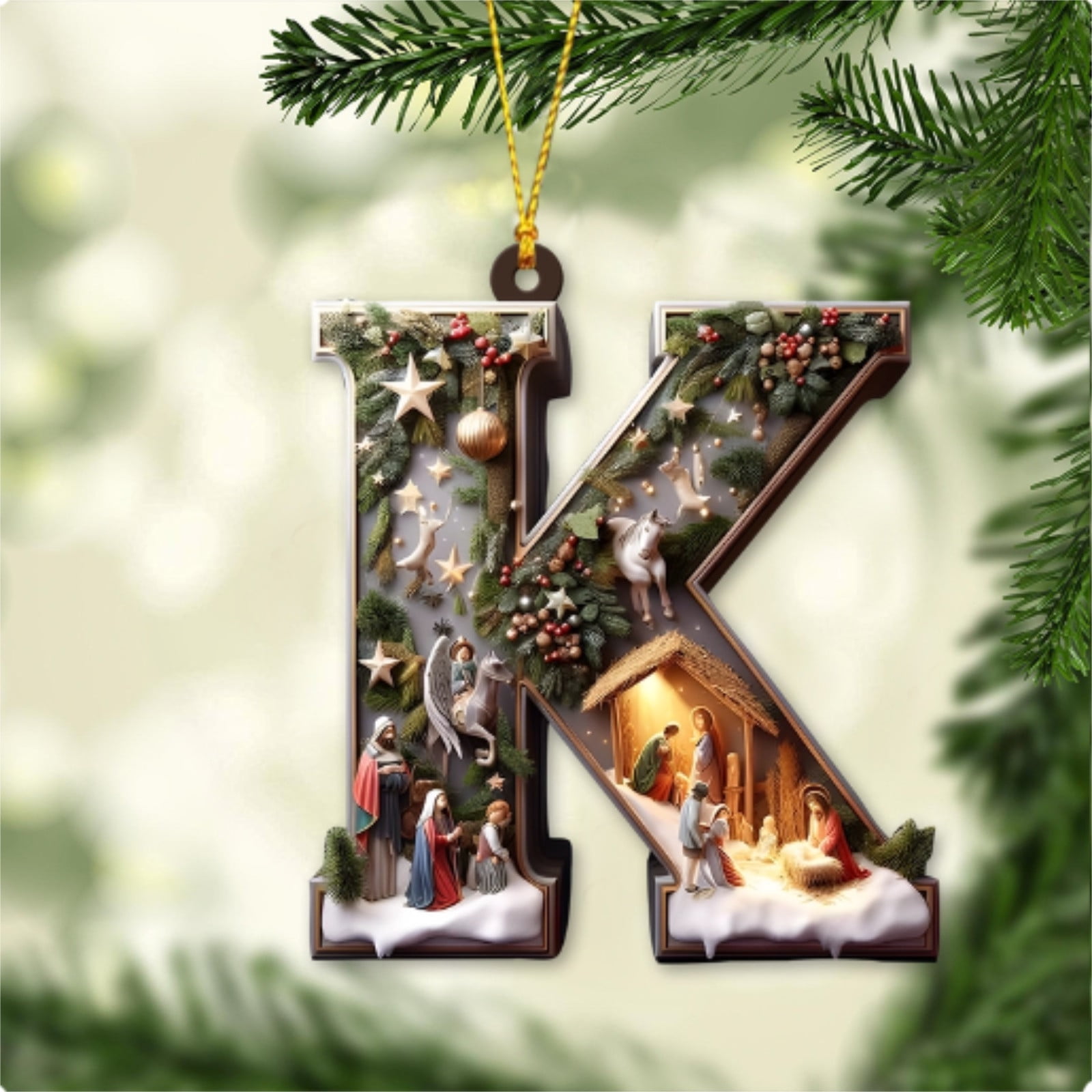 PLPPYFS 26 Letter Christmas Tree Hanging Pendant, 2025 Christmas ...
