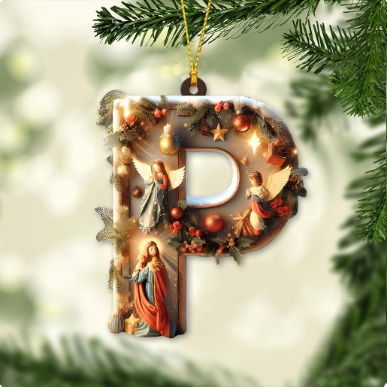 PLPPYFS 26 Letter Christmas Tree Hanging Pendant, 2025 Christmas ...