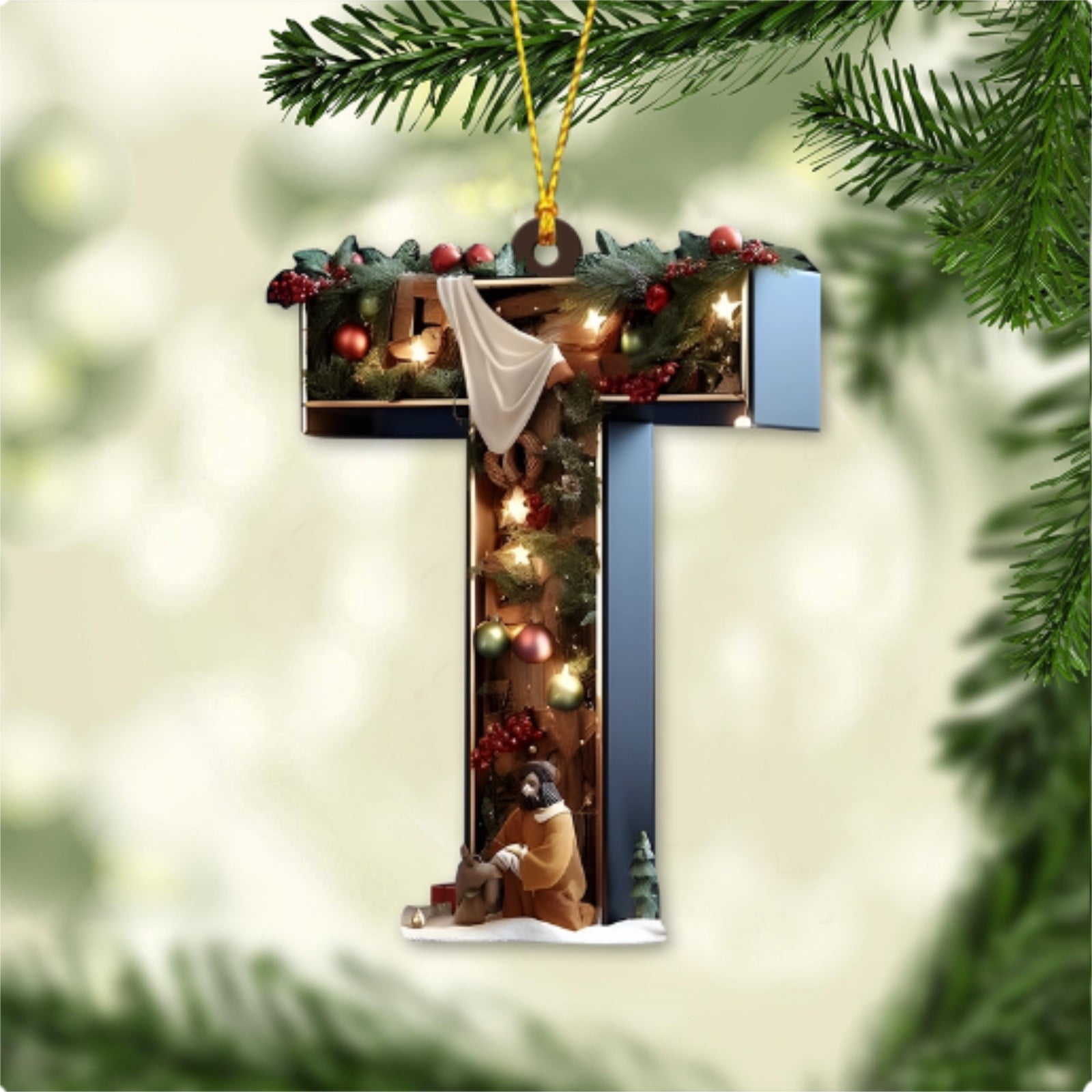 PLPPYFS 26 Letter Ornaments Christmas Tree Decorations Personalized ...