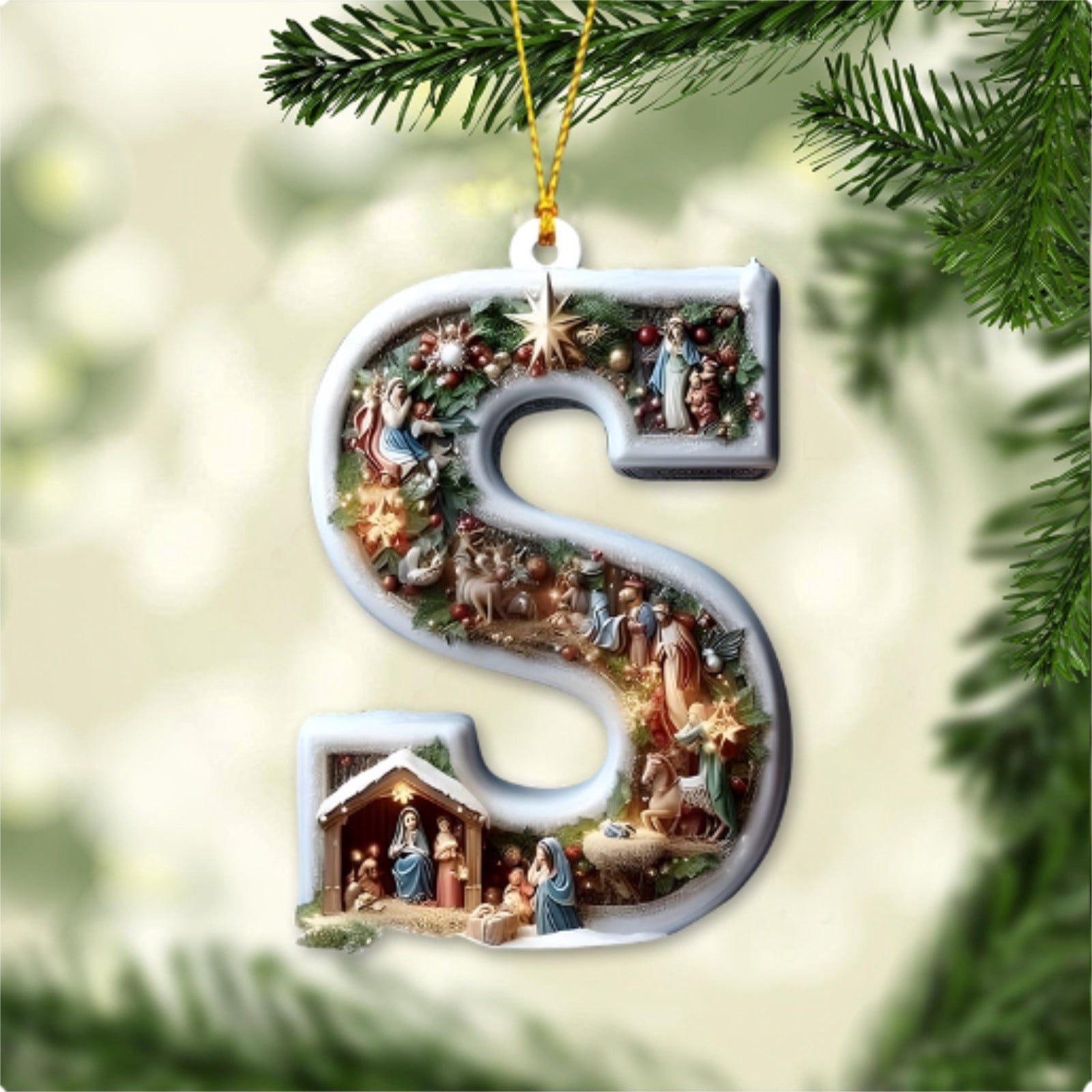PLPPYFS 26 Letter Ornaments Christmas Tree Decorations Personalized ...