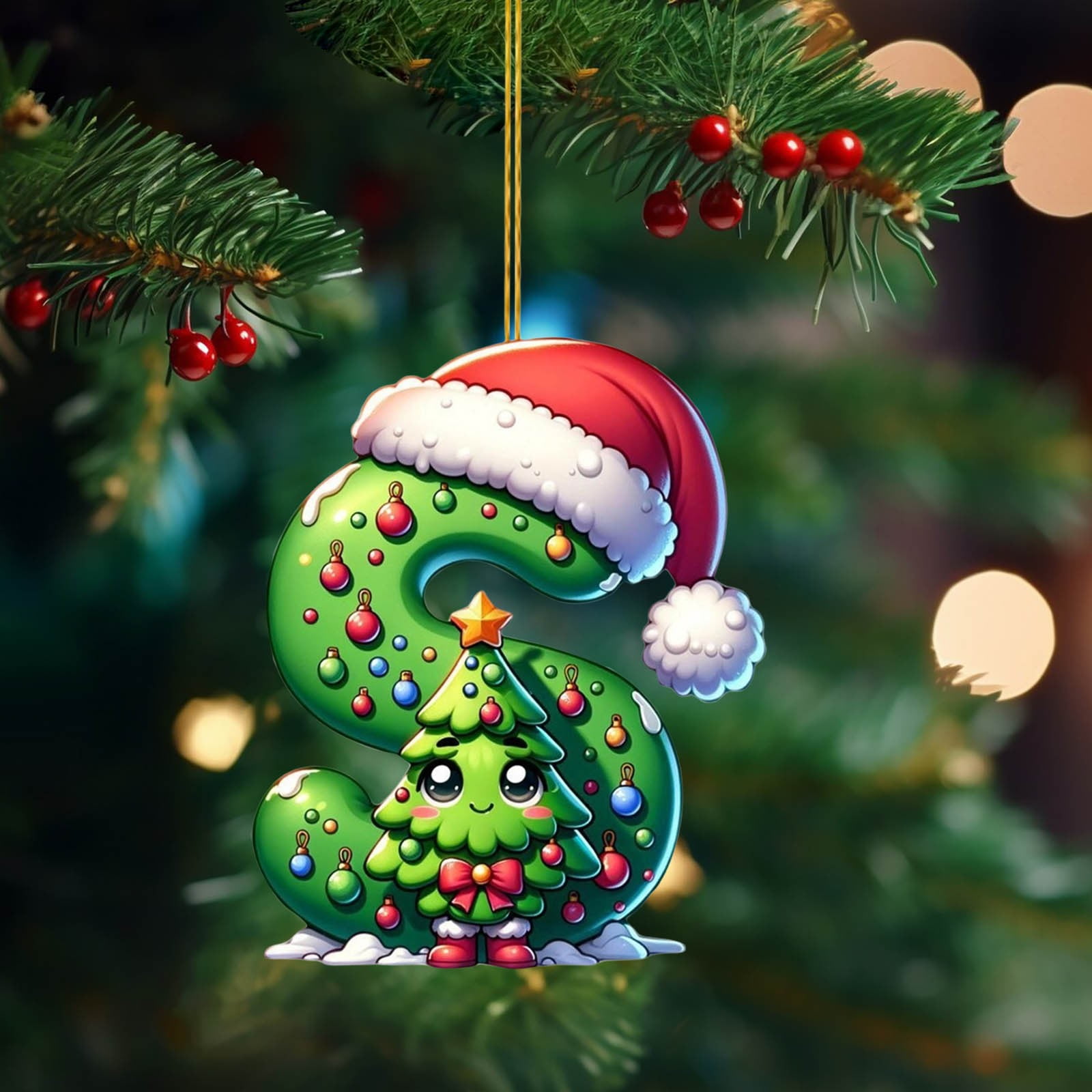 PLPPYFS 26 Letter Ornaments Christmas Tree Decorations Personalized ...