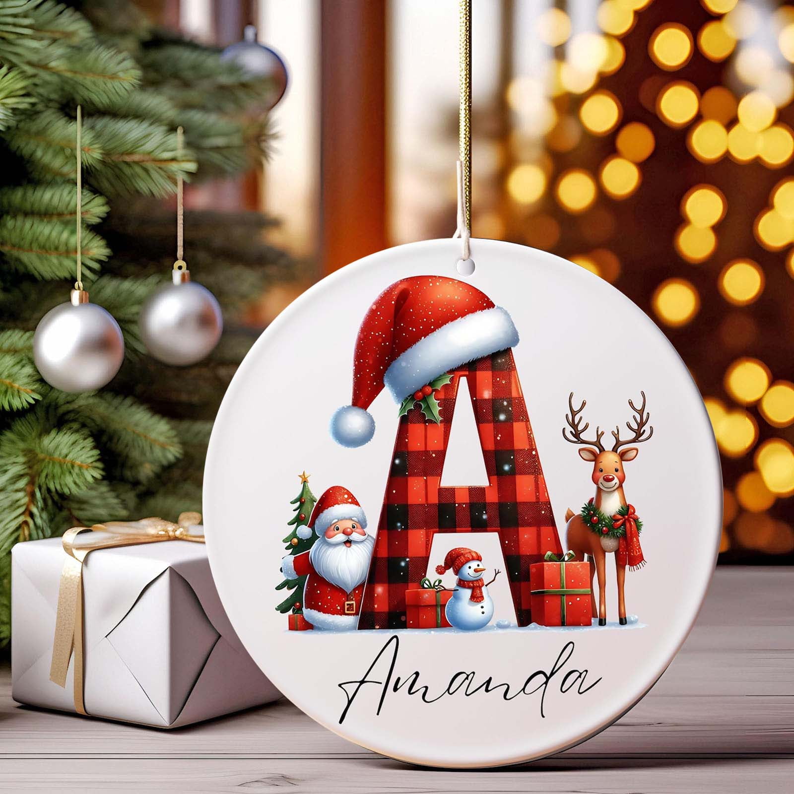 PLPPYFS 26 Letter Ornaments Christmas Tree Decorations Personalized ...