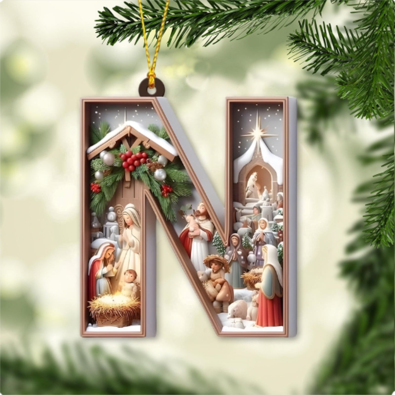 PLPPYFS 26 Letter Ornaments Christmas Tree Decorations Personalized ...