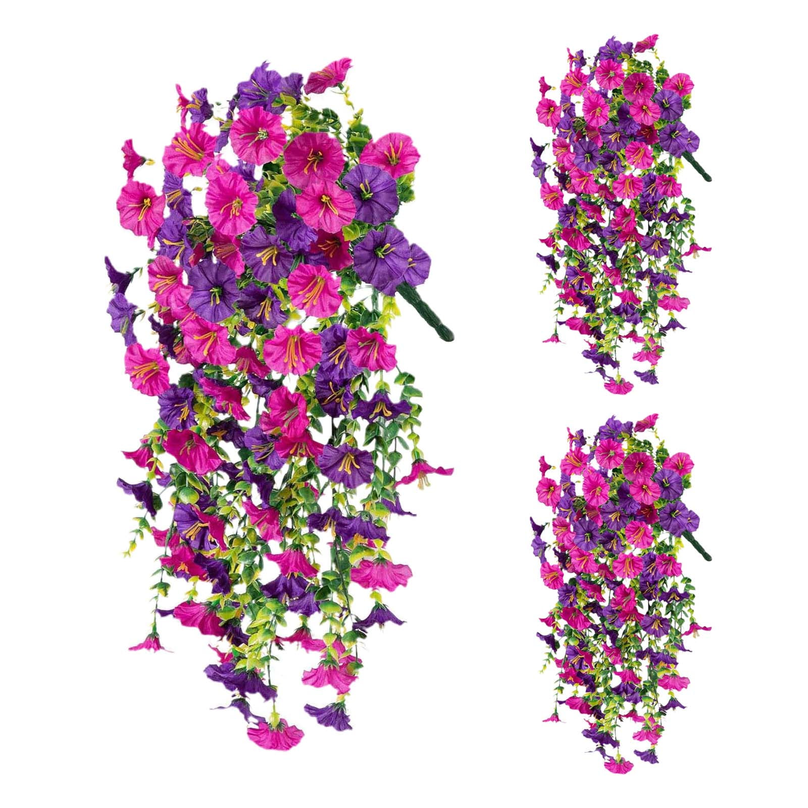 PLPPYFS 3 Pack Artificial Hanging Flowers, Fake Hanging Plants Violet ...