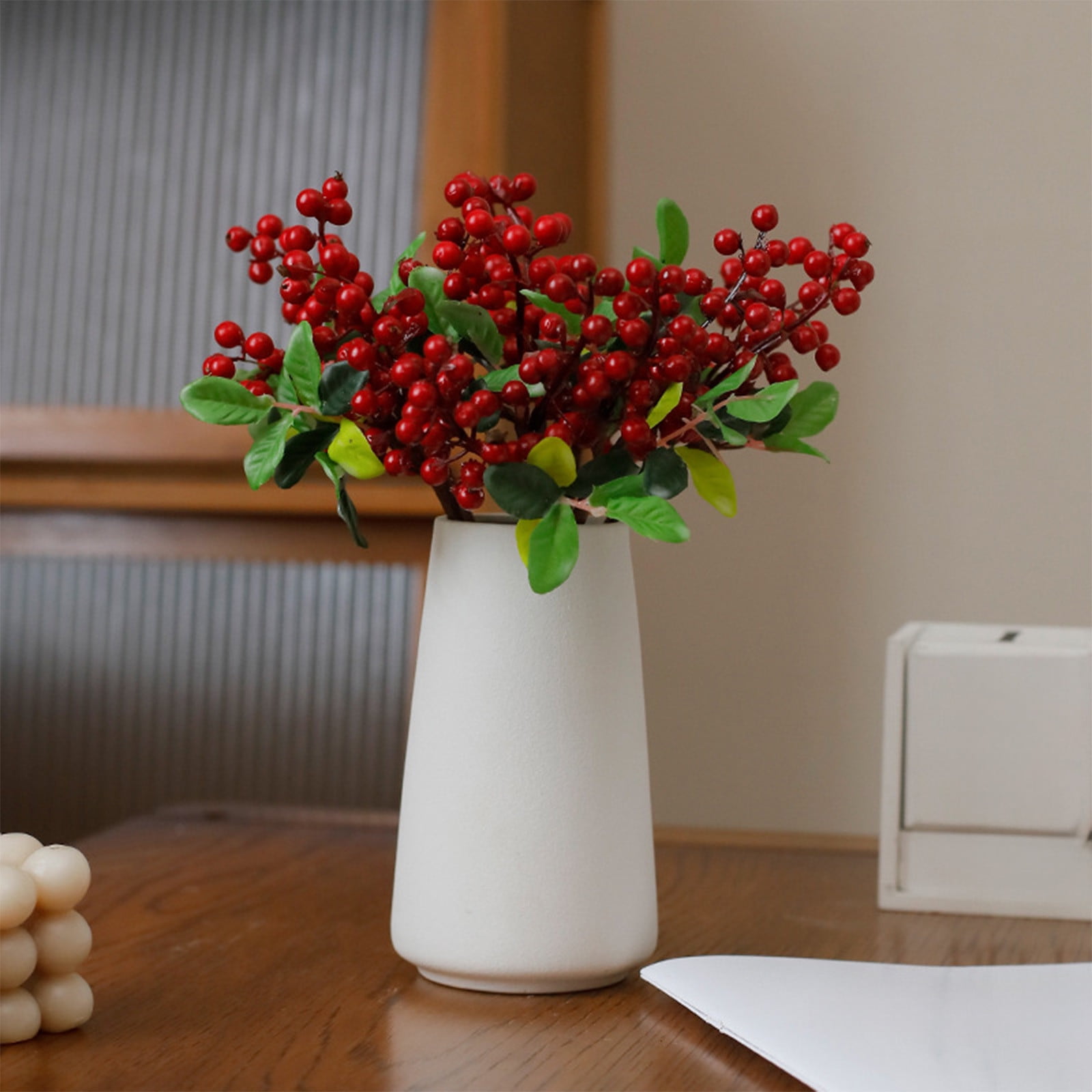 PLPPYFS Artificial Berries, 5pcs Artificial Blueberry with Stems ...