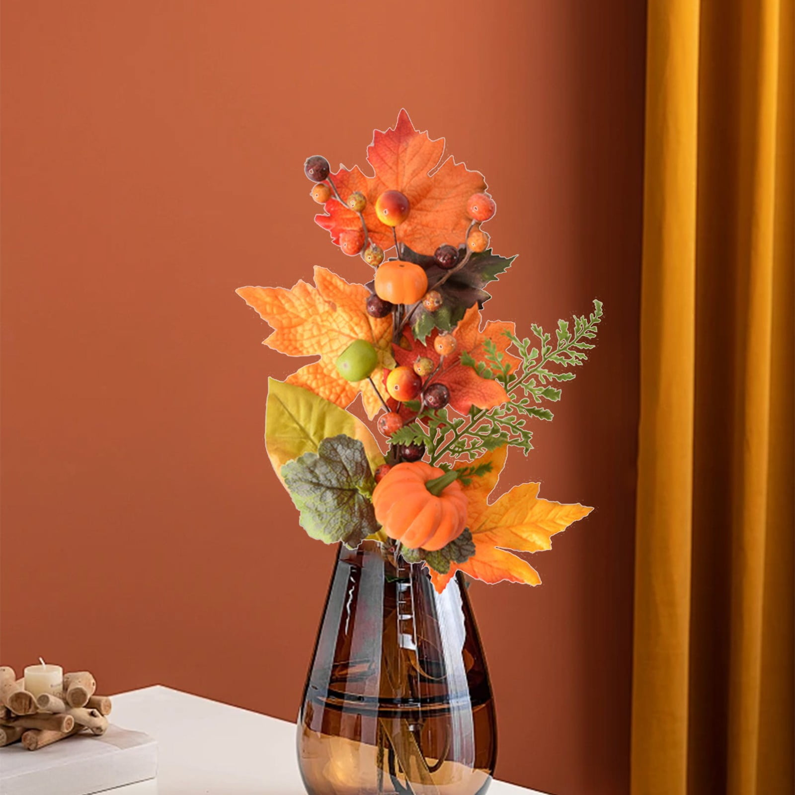 PLPPYFS Artificial Maple Leaf Branches Faux Fall Picks and Sprays with ...
