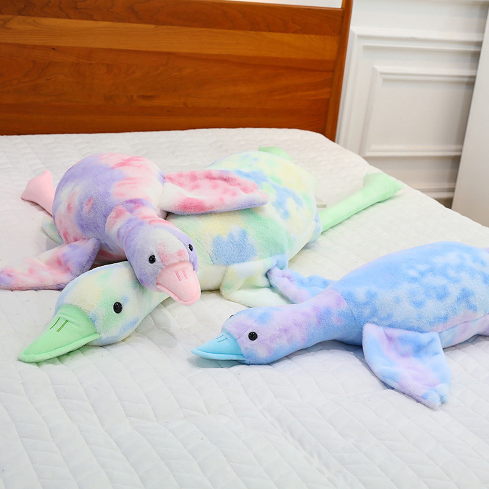 PLPPYFS Blue and White Goose Stuffed Animal, Blue and White Swan Throw ...