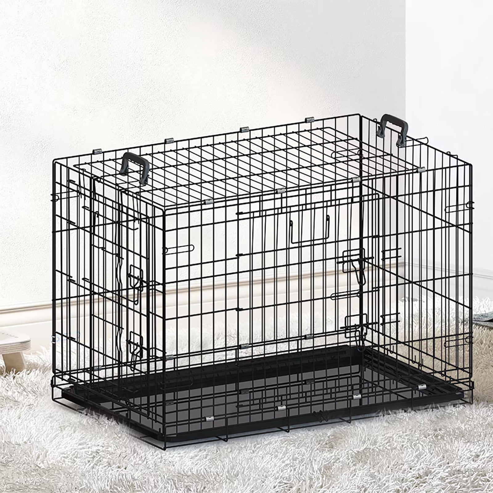 PLPPYFS Dog Crate Dog Kennel Cage with Double Door, 36 inch Folding ...