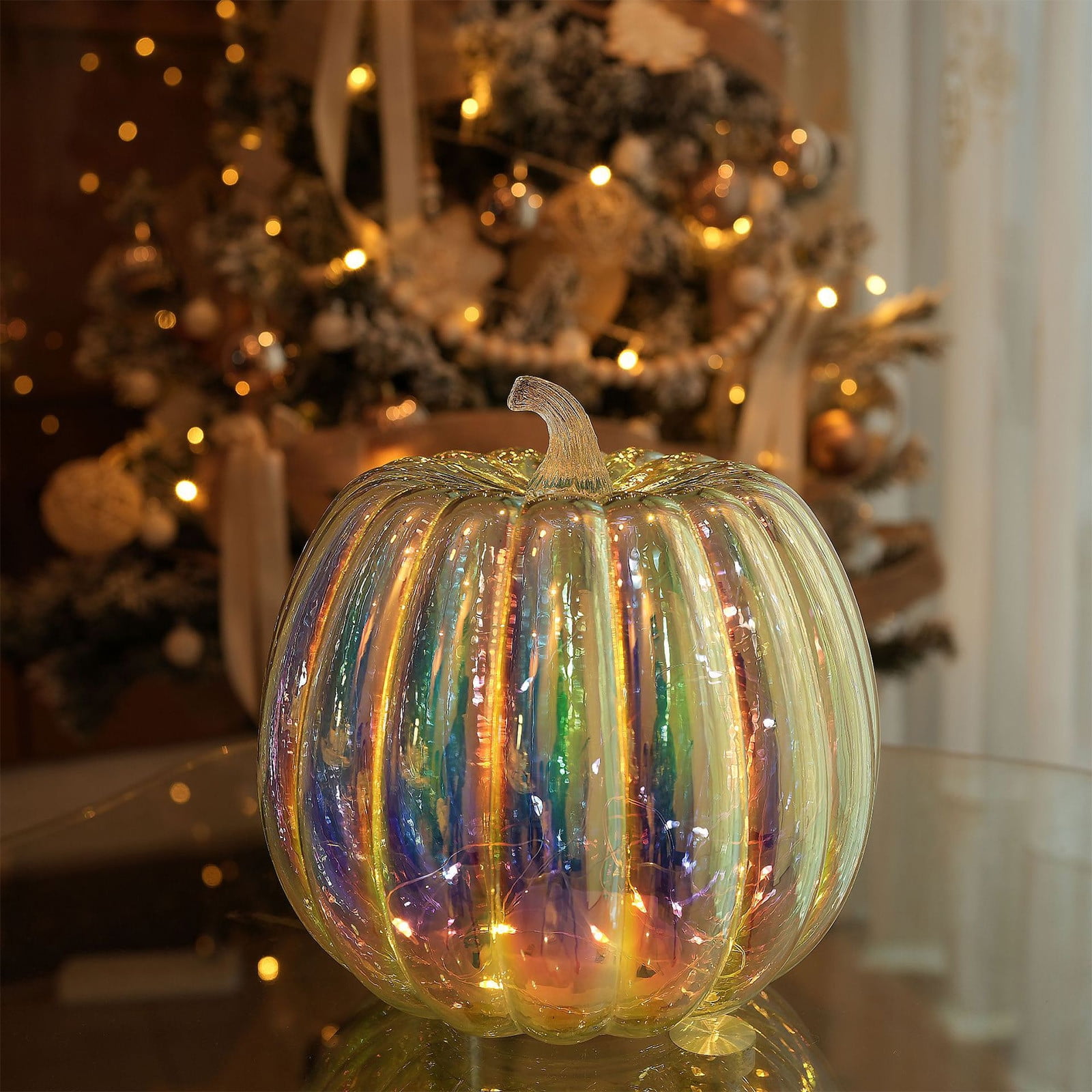 PLPPYFS Glass Pumpkin Light, with Lights Inside, Battery Operated Led ...