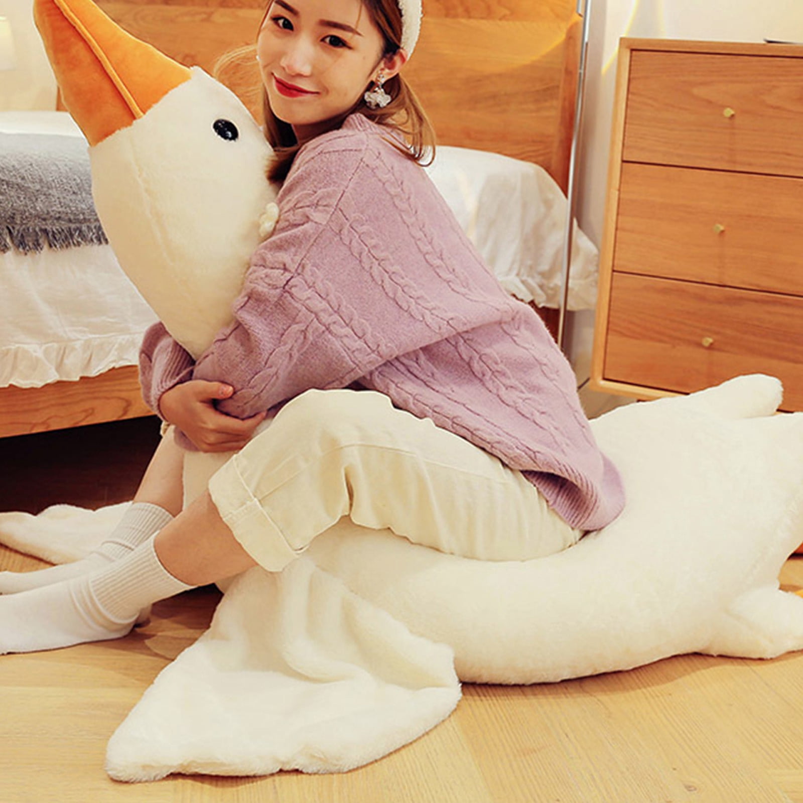 PLPPYFS Goose Stuffed Animal White Swan Throw Plush Pillow Super Soft ...